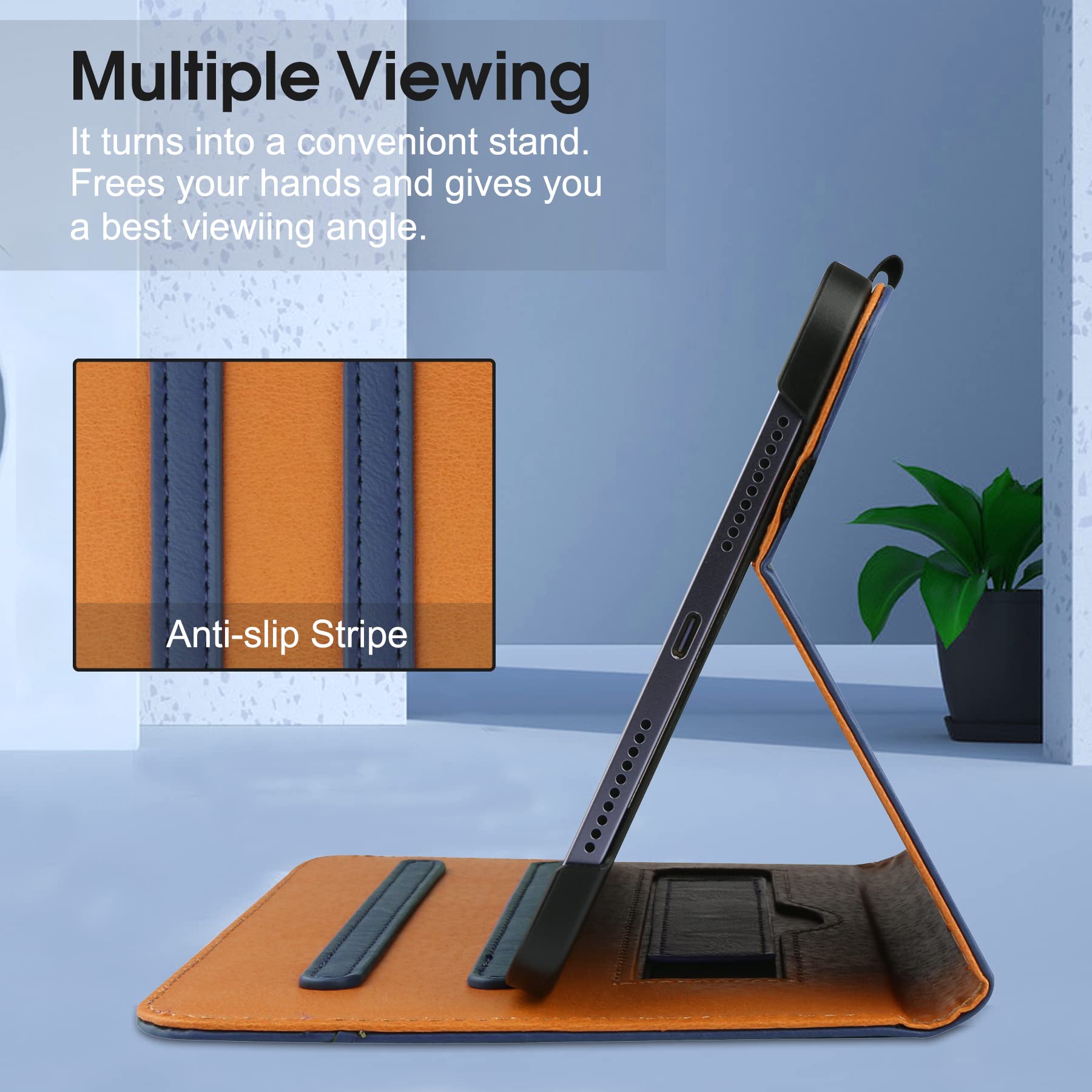 FANRTE iPad Mini 7 Case (A17 Pro) 2024, iPad Mini 6 Case 2021, iPad Mini 7th/6th Generation Case 8.3 Inch,Premium PU Leather Folio Stand Cover with Pencil Holder and Multi-Viewing Angles(Dark Blue)