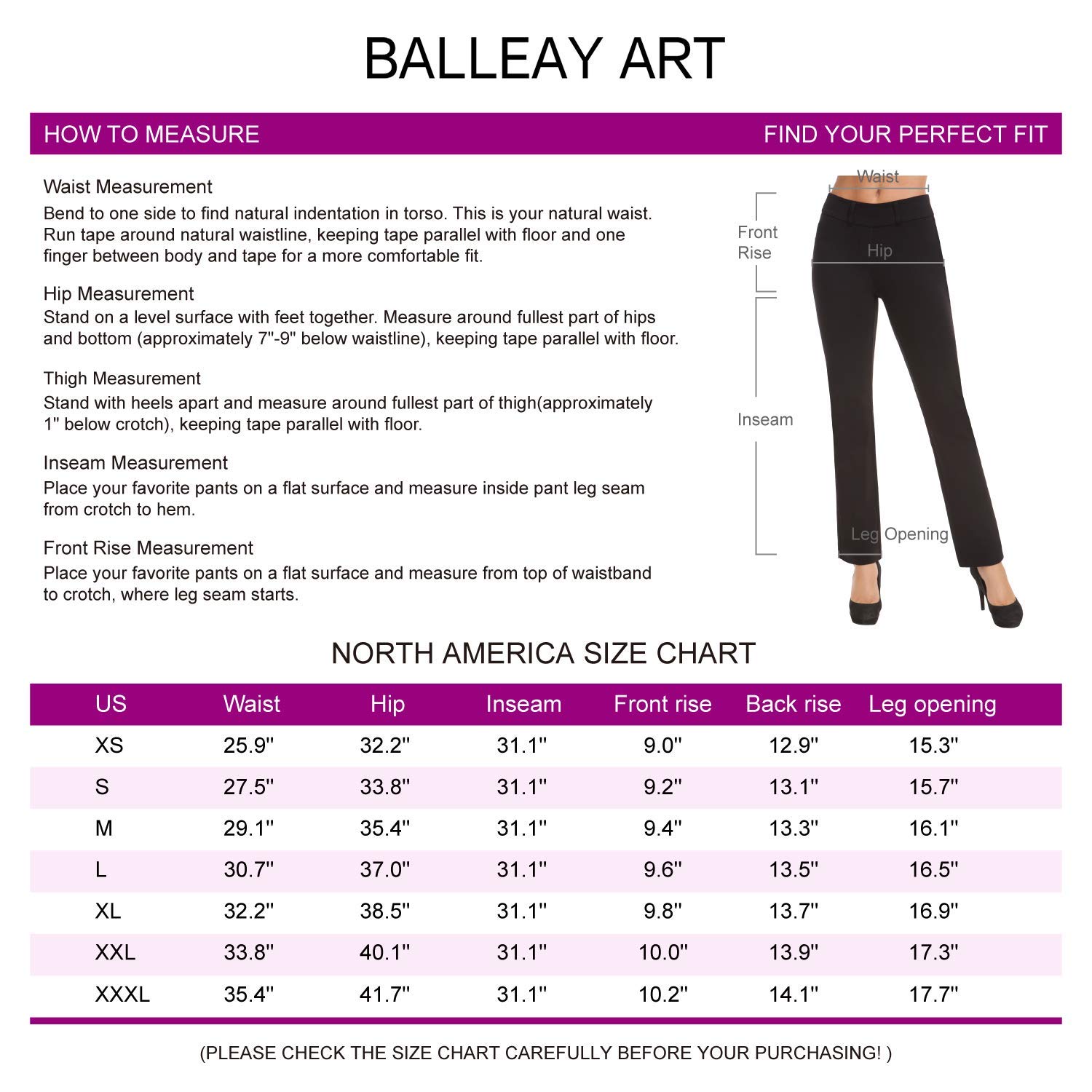 Balleay Art Women's Dress Pants Work Pull On Straight Leg Yoga Business Office Pants Long Casual Workout Slacks Black