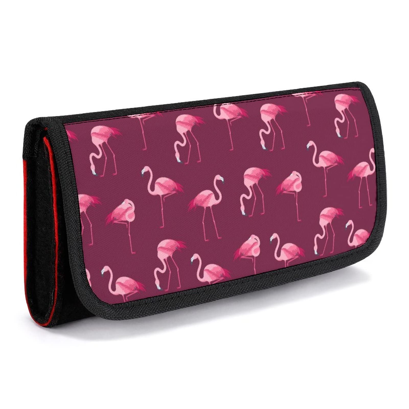 Cartoon Pink Flamingo Bird Carrying Bag Compatible with Switch Protective Case Slim Felt Pouch with 5 Game Cartridges Holders