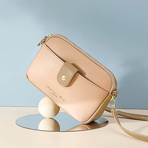 Mini Messenger Shoulder Handbag for Women Soft Vegan Leather Fashion Travel Wallet with Adjustable Strap - Black