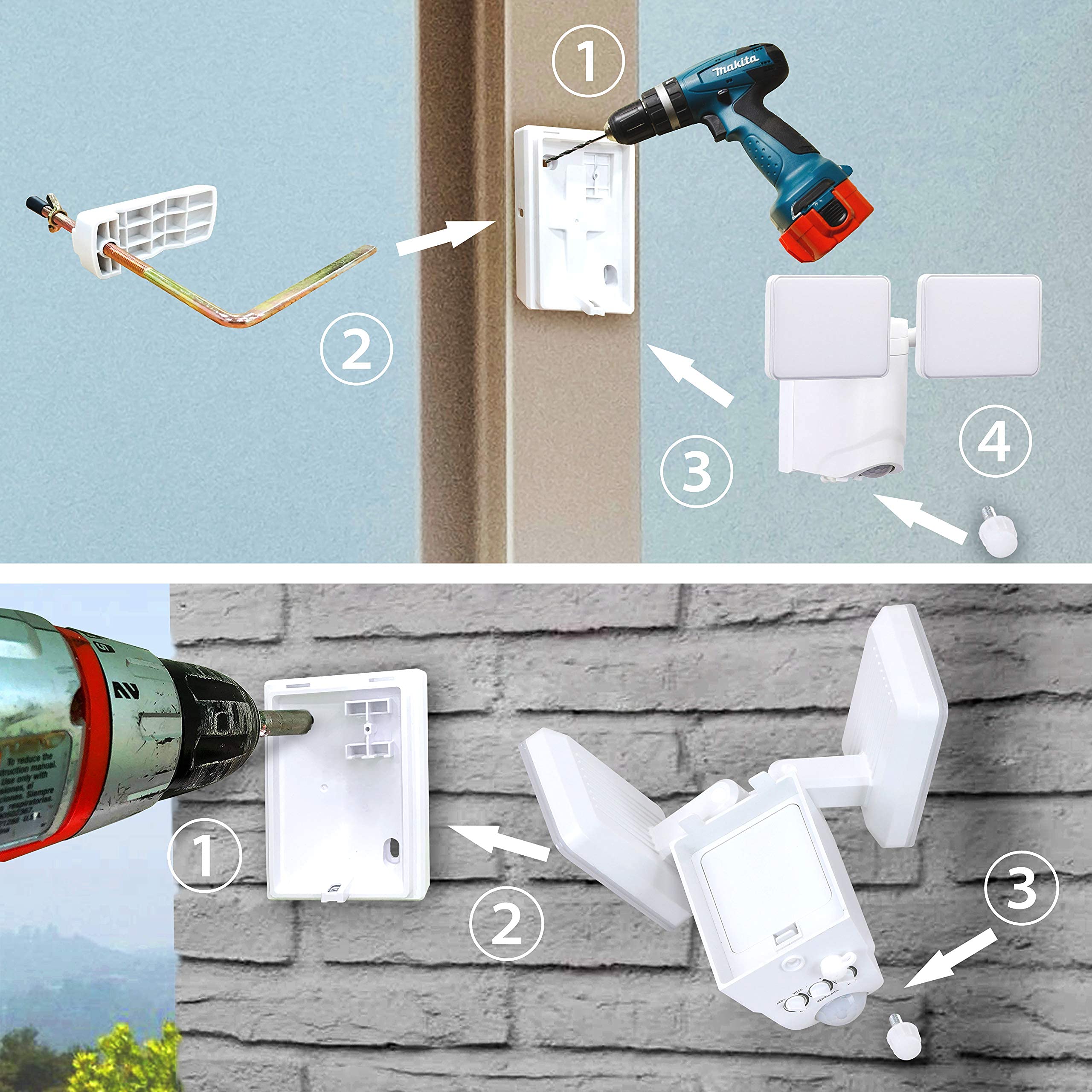 MKD Solar Outdoor Lights, LED Motion Sensor Outdoor Lights,10W/1200LM//5000K/IP44 Waterproof Solar Motion Lights Outdoor Solar Wall Lights Security Lights for Garden,Front Door, Backyard, Garage, Deck