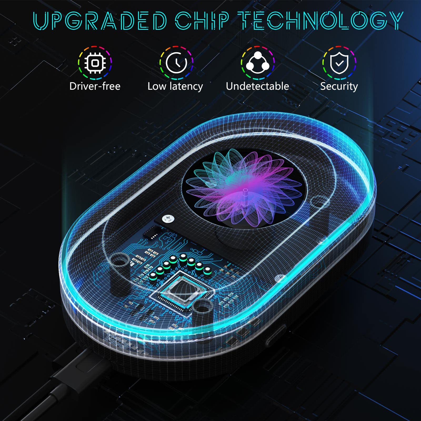 BNING Mouse Jiggler, Undetectable Mouse Mover Device, RGB Light Mouse Shaker Simulator for Computer Laptop Awakening, No Software & Driver-Free, Include USB C to USB Adapter & Charger (Dream)