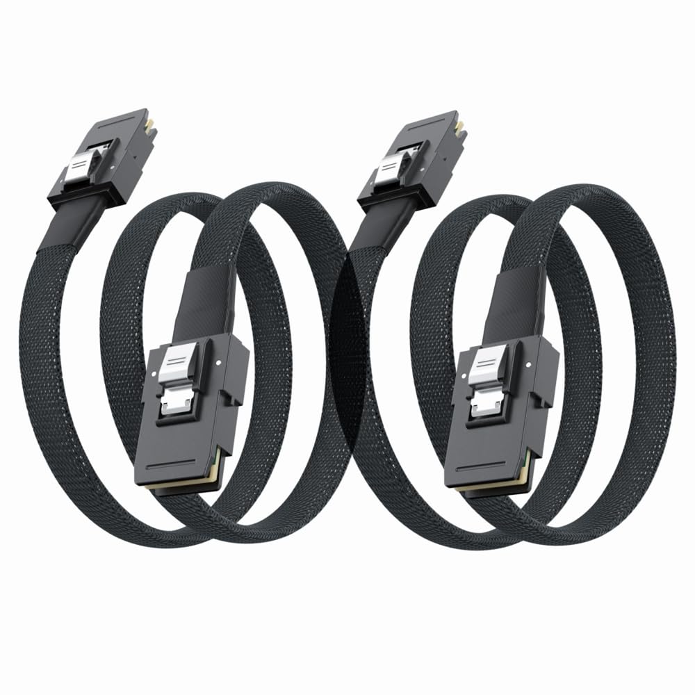 SFF-8087 to SFF-8087 6G Internal Mini SAS Cable, Compatible with PCI Express Controller or RAID, 100-Ohm, 0.5-m(1.6ft), 2 Pack