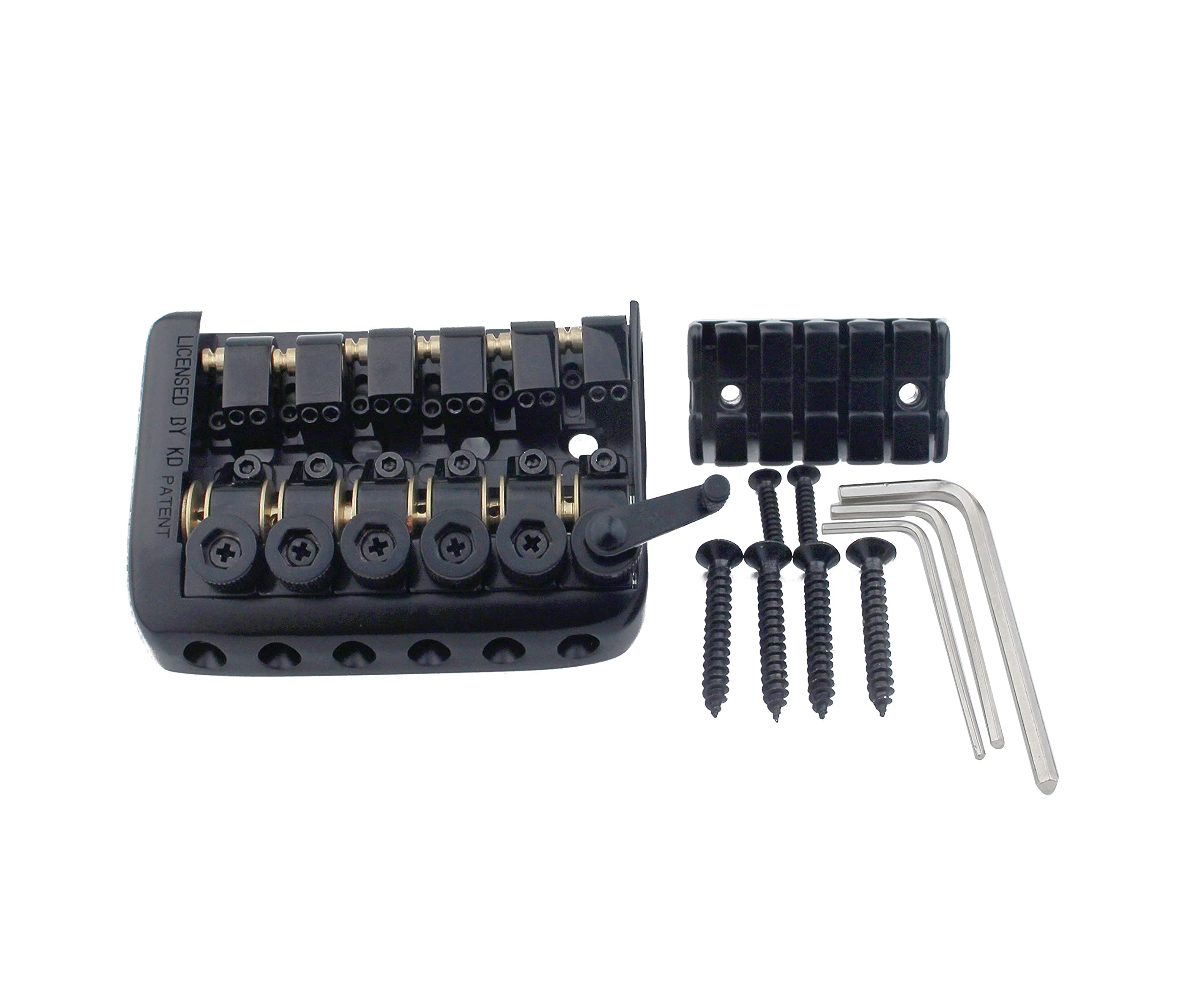 Guyker 6 String Saddle Headless Guitar Bridge Tailpiece With Worm Involved String Device for Headless Guitar Accessories Replacement Part W2004 Black