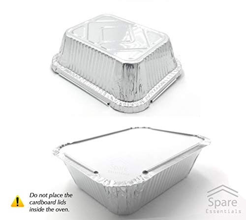 Spare Essentials 55 Pack - Aluminum Pan/Containers with Lids/Foil Containers/Aluminum Pans with Lids/Take Out Containers/Disposable Pans/Aluminum Foil Food Containers/Freezer meals containers (1 LB)