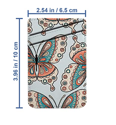 Diascia Pack of 2 - Cellphone Stick on Leather Cardholder ( Boho Butterfly Pattern Pattern ) ID Credit Card Pouch Wallet Pocket Sleeve