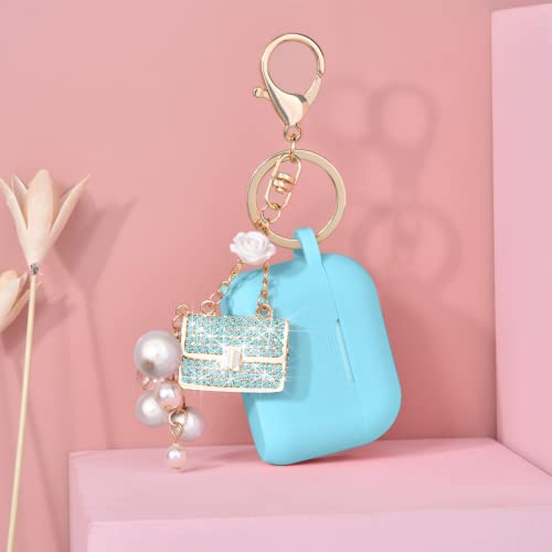 Case for Airpods Pro 2nd Generation - VISOOM Bling Airpods Pro 2 Cases Cover Women Silicone iPods Pro 2 Earbuds Wireless Charging Case Girl Glitter Keychain for Apple Airpod Gen Pro 2 Blue