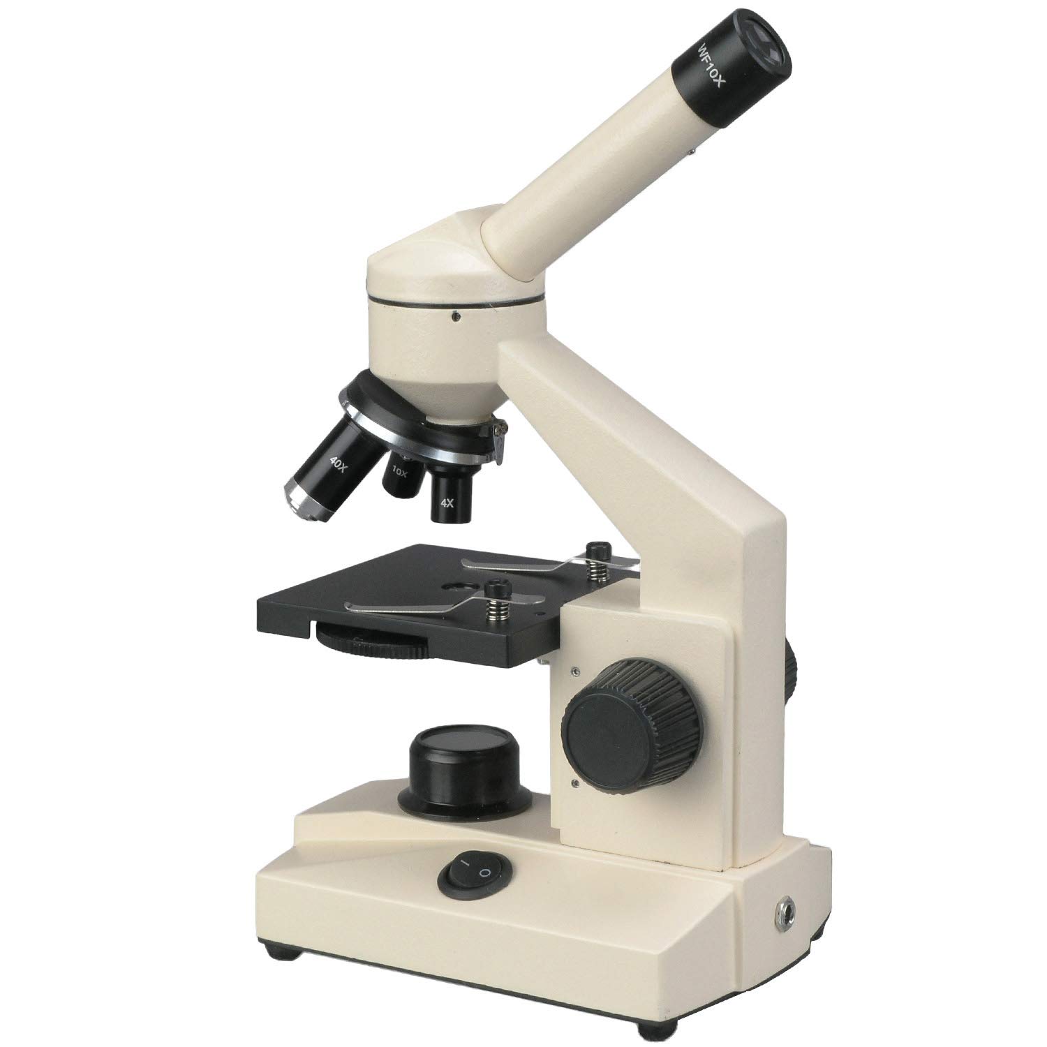 AmScope Optical Glass Lens All-Metal LED Compound Microscope, 6 Settings 40x-1000x, Portable AC or Battery Power