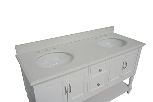 Kitchen Bath Collection Beverly 60-inch Double Bathroom Vanity (White/Quartz): Includes White Cabinet with Stunning Quartz Countertop and White Ceramic Sinks