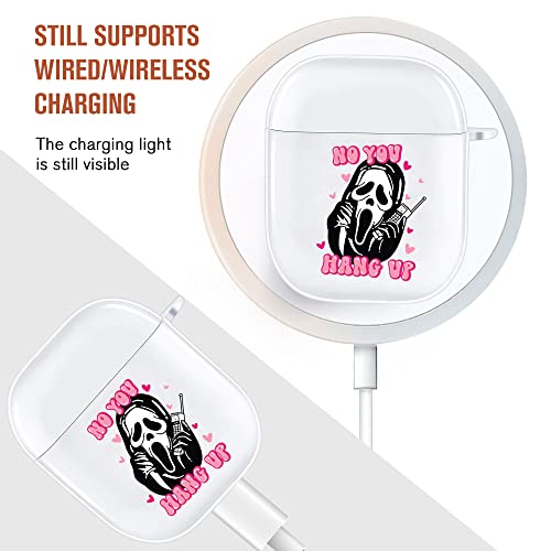 Case for Airpod Case 2nd Generation,Ghostface Scream Airpods Case Cute,Cute Airpod Case 1st Generation,Clear Funny Airpod Case Cover with Keychain for Women Girls (Scream 1st/2nd Case)
