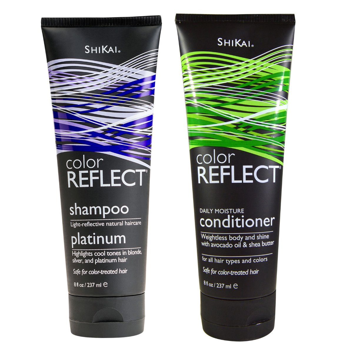 Shikai Color Reflect Platinum Shampoo and Shikai Color Reflect Daily Moisture Conditioner Bundle With Blue Malva, Avocado Oil, Panthenol (Provitamin B5) and Shea Butter, 8 fl. oz. each