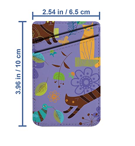 Diascia Pack of 2 - Cellphone Stick on Leather Cardholder ( Cats Birdie Flowers Butterflies Pattern Pattern ) ID Credit Card Pouch Wallet Pocket Sleeve