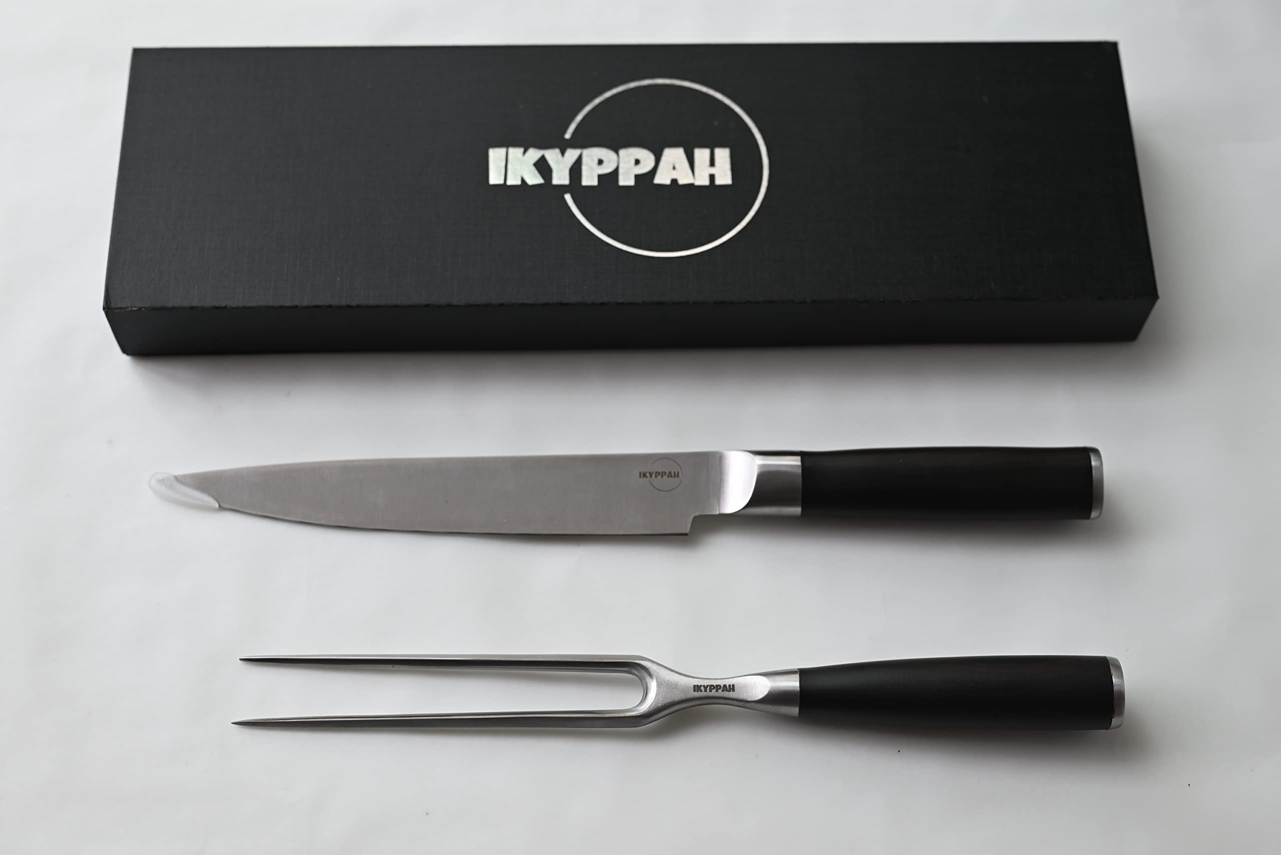 Carving Knife and Fork Set 2 Piece, Ebony handle,BBQ knives for Slicing Meats