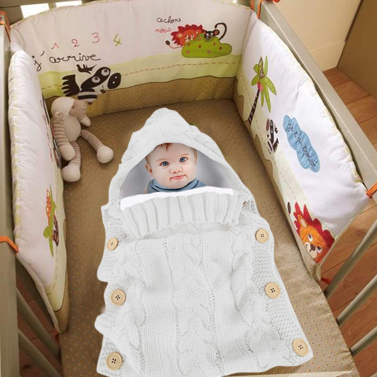 Yinuoday Newborn Baby Fleece Swaddle Blanket Wrap Sleeping Bags Infant Swaddle Sack White