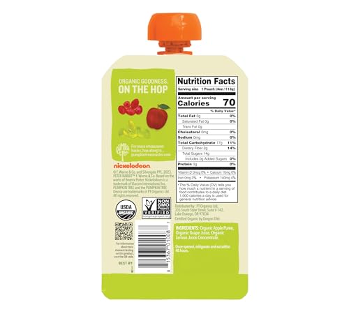 Pumpkin Tree Peter Rabbit Organics, Organic Apple and Grape 100% Pure Fruit Snack, 4 Ounce (Pack of 10)