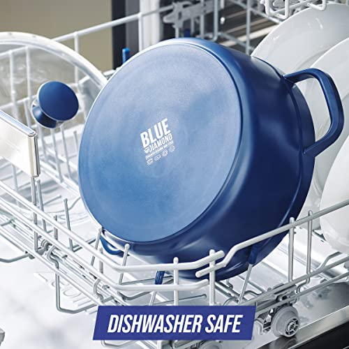 Blue Diamond Cookware Diamond Infused Ceramic Nonstick, 4.5QT Dutch Oven with Glass Lid, Lightweight Design, PFAS-Free, Dishwasher Safe, Blue