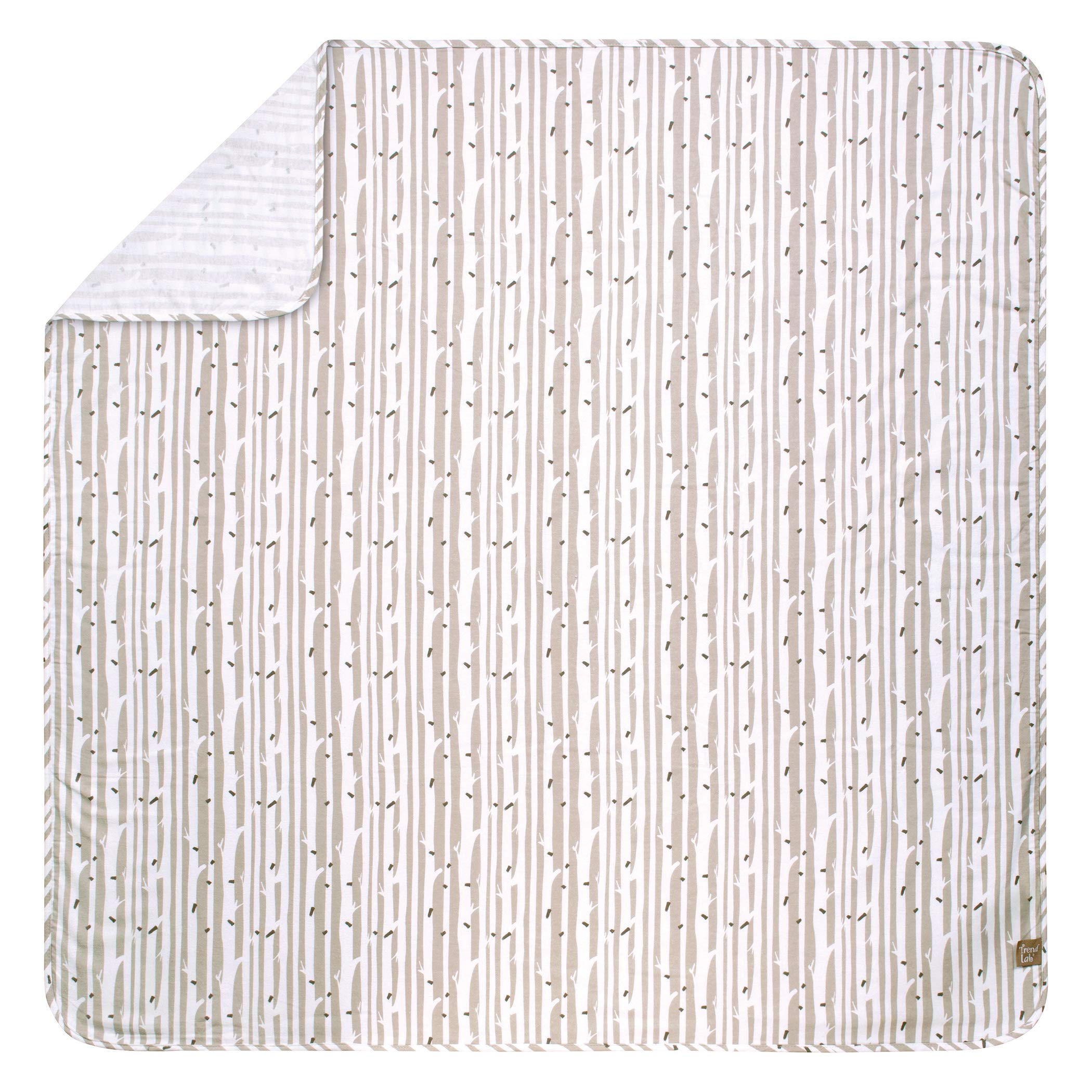 Trend Lab Birch Stripe Jumbo Deluxe Flannel Swaddle Blanket-Birch Stripe, 100% Cotton Flannel, Gray and White, 48 in x 48 in