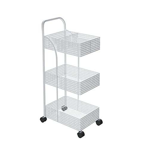 CXDTBH Scandinavian Iron Shelves Bedroom Kitchen Metal Removable Bathroom Storage Rack with Wheels Trolley