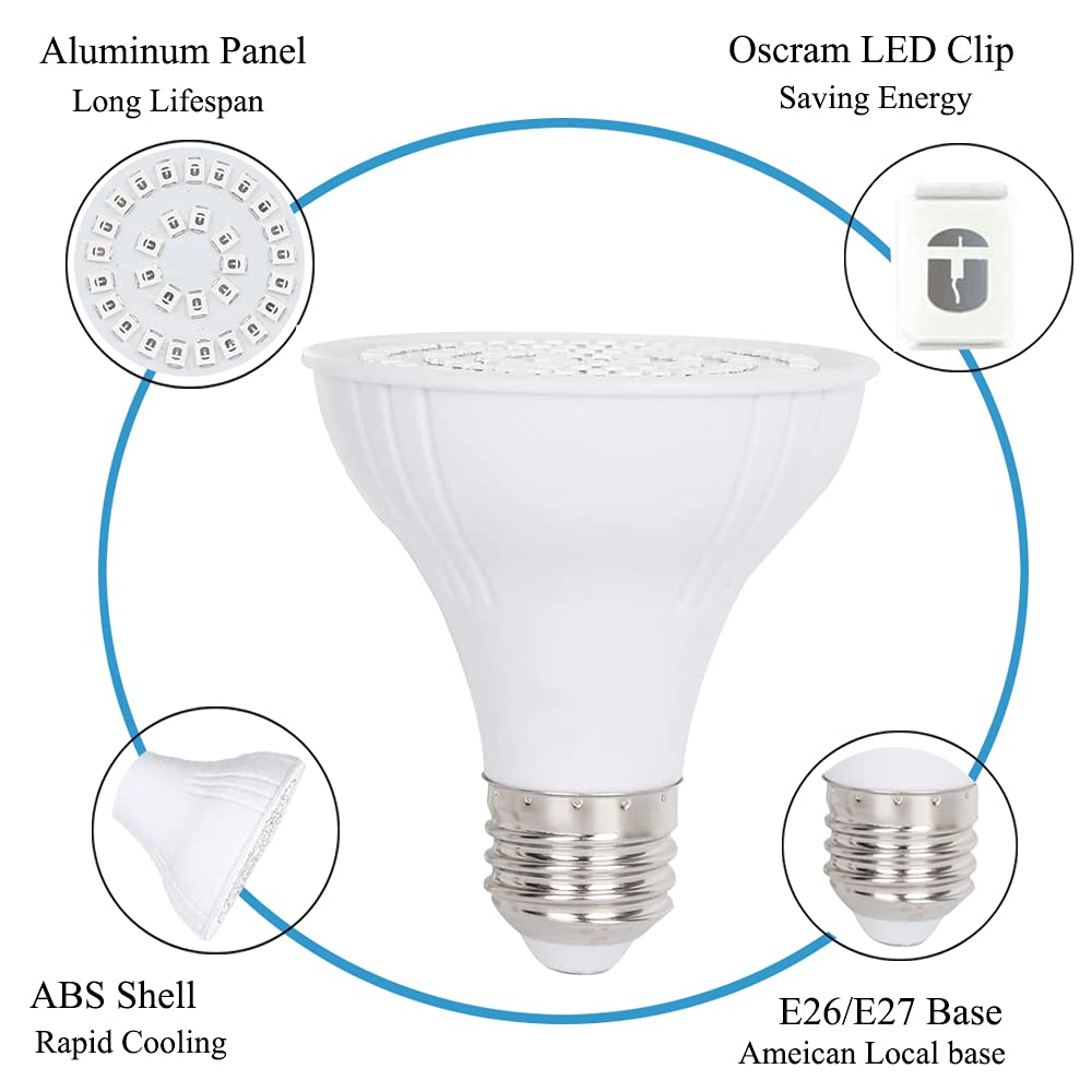 Blue LED Spa Light Bulb 120v 15W 1500 Lumen Endless Dark Ocean Blue Par20 Swimming Spa Bulb for Pentair and Hayward Spa System E26 Base