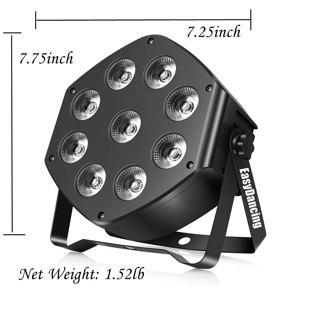 EasyDancing Theatrical Stage Lighting Apparatus Par Light RGBW 9x10W LED Uplighting 8 Channels with Remote DMX for Wedding Event Party Festival DJ Church (4pcs)