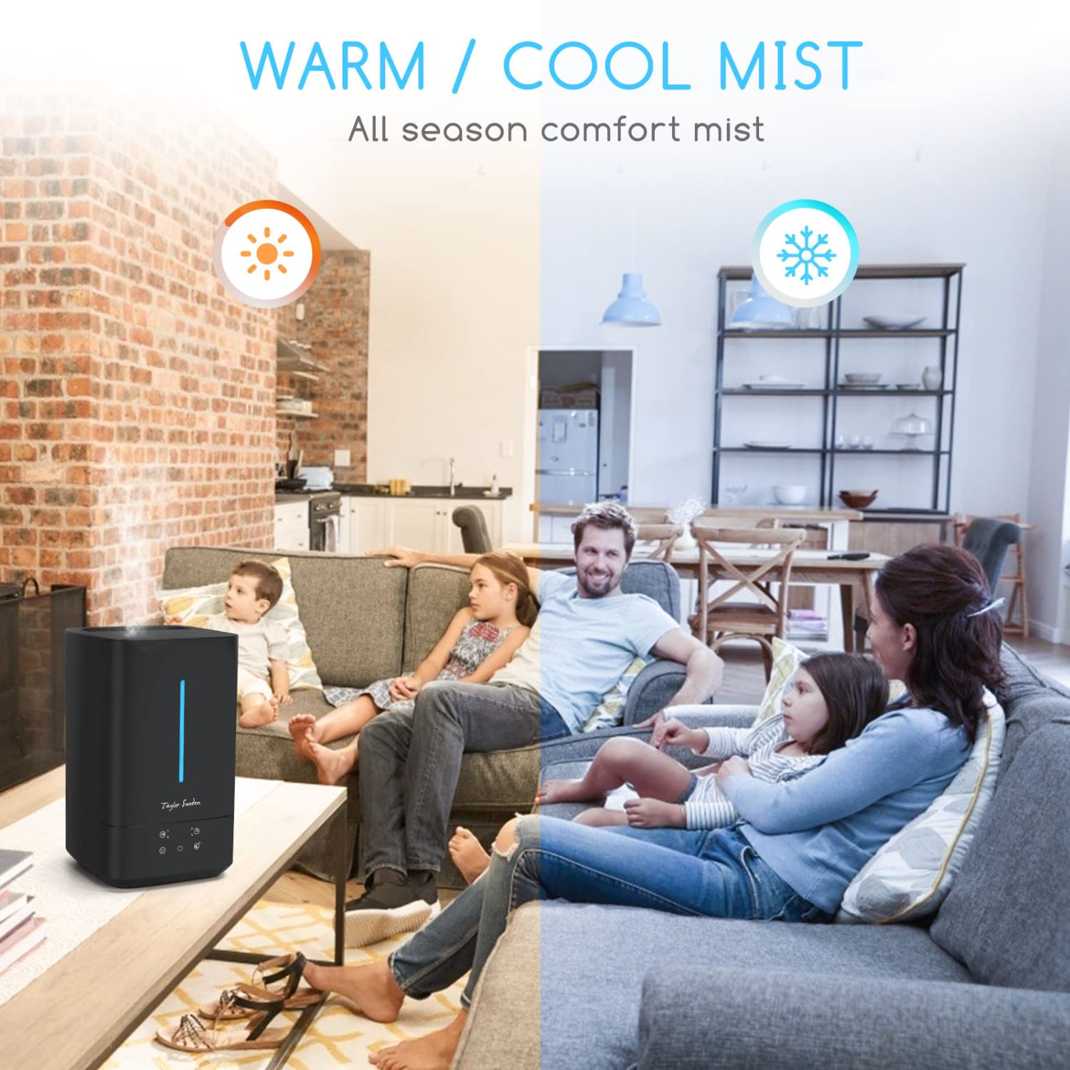 Humidifiers for Bedroom Warm and Cool Mist 5L Top Fill Water Tank Lasts Up to 30 Hours