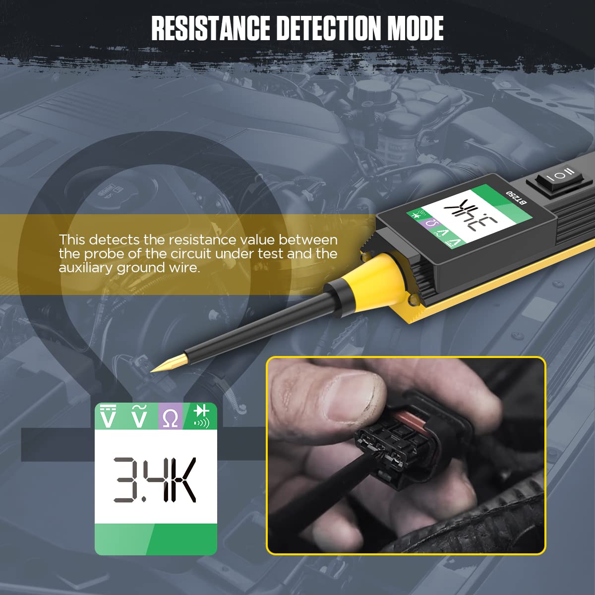 Automotive Circuit Probe Kit, 12V 24V Car Circuit Tester Electrical System Tool, Digital Voltage Tester, Multimeter, Short Finder,Relay Fuse Tester,AC DC Diode Resistance Tester