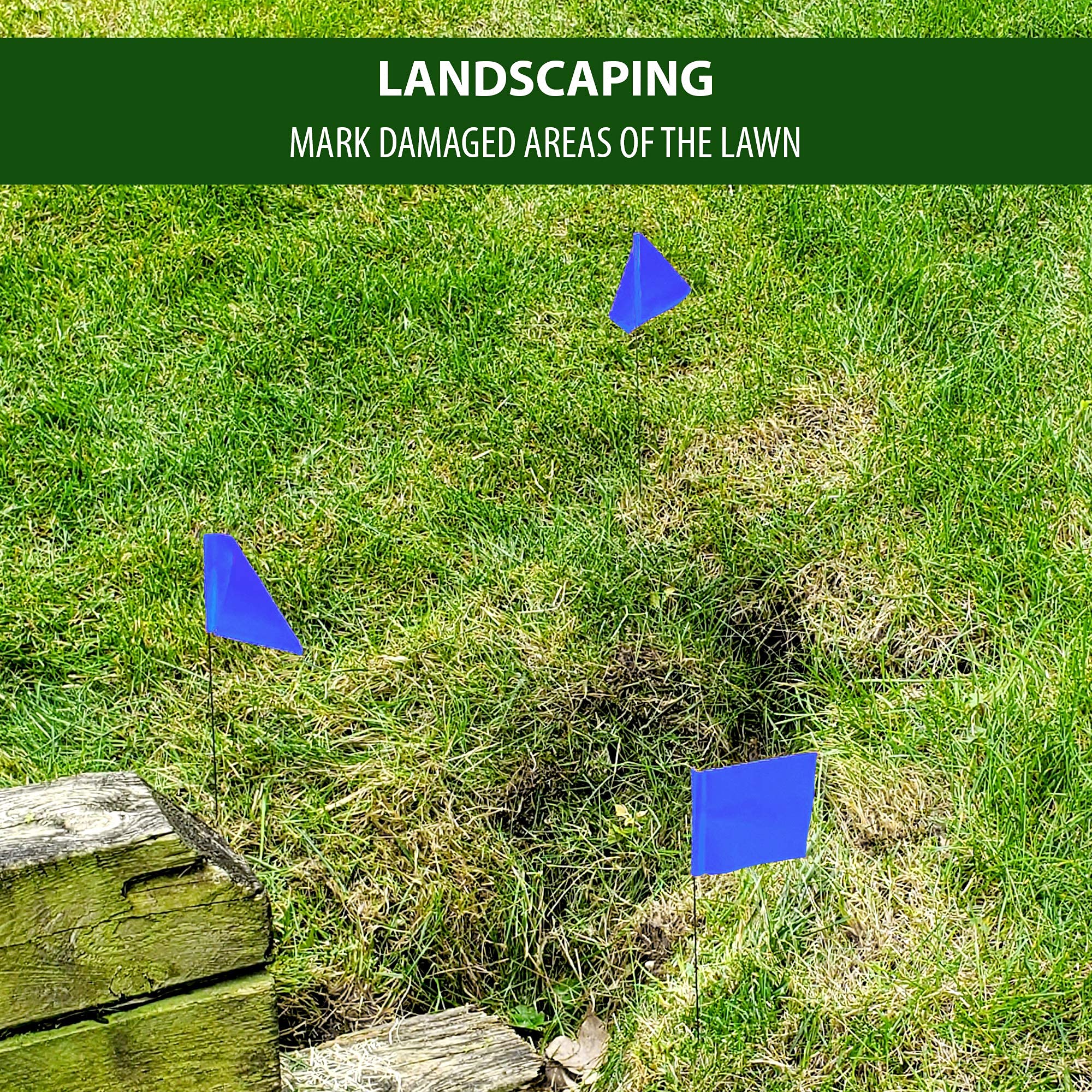 Blue Marking Flags 100 Pack - 4x5-Inch Marker Flags - 15-Inch Wire - Small Yard Flags Marking Flags for Lawn, Irrigation Flags, Lawn Flags Markers, Landscape Flags, Survey Flags, Sprinkler Flags