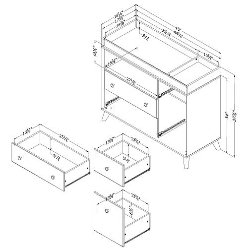 South Shore Yodi Changing Table with Drawers, Soft Elm and White
