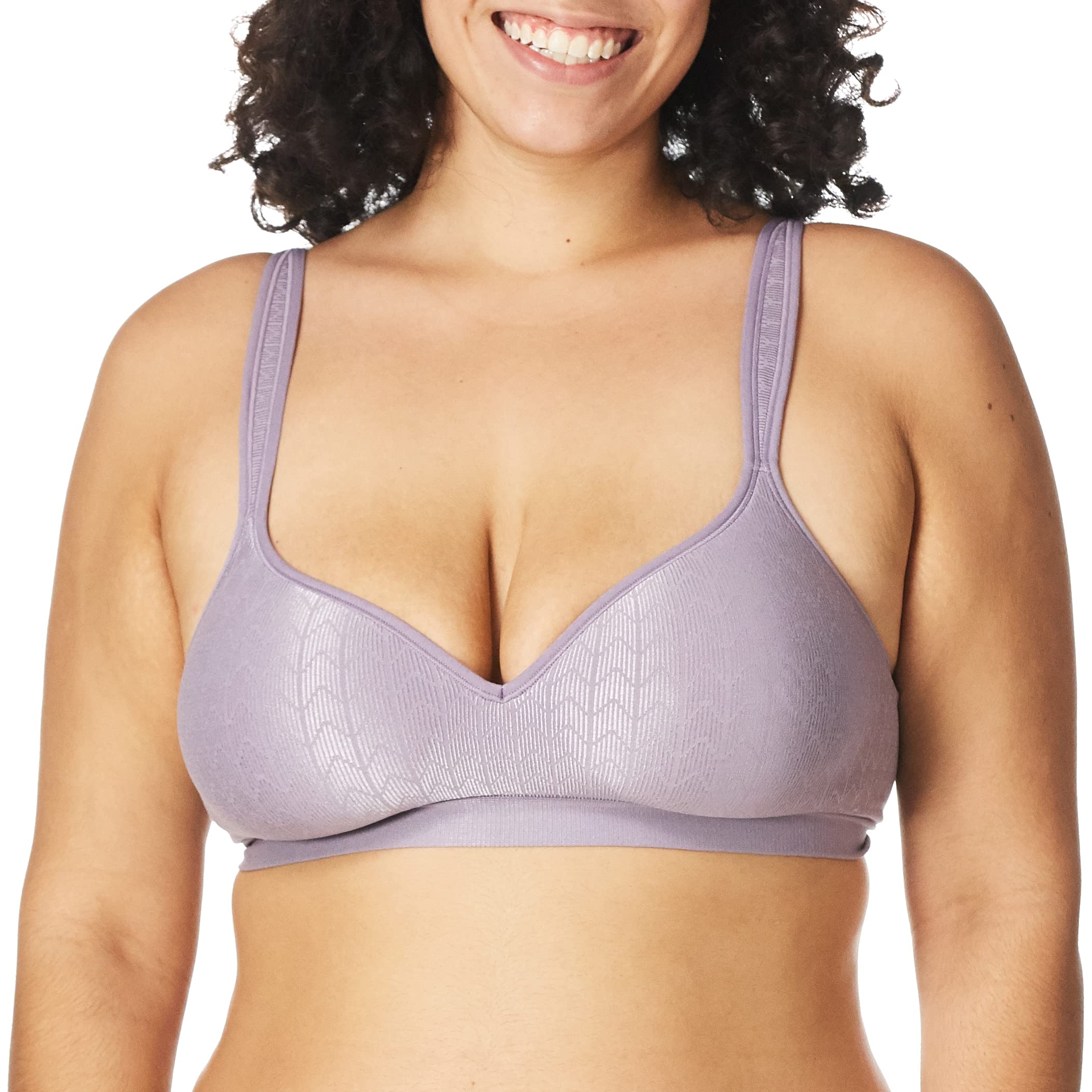 Bali Comfort Revolution Wireless Bra, Full-Coverage Wirefree Bra, Wireless Everyday Bra with Cool Comfort Fabric, Perfectly Purple Zag, 38B