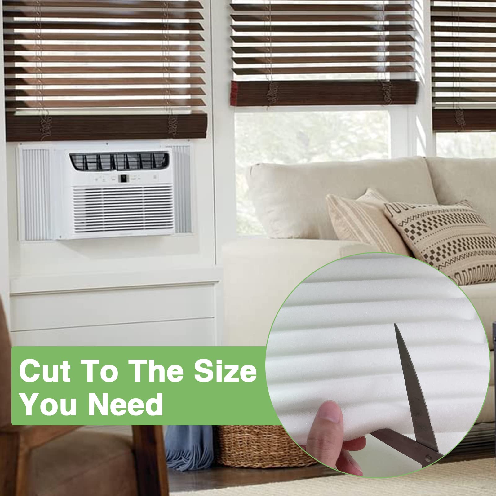 Birllaid Window Air Conditioner Side Panels Foam Insulation Installation Kit,Window Ac Side Panels,Ac Unit Window Seal 17Inch x 9 Inch x 7/8 Inch,Pack of 2 White (White)