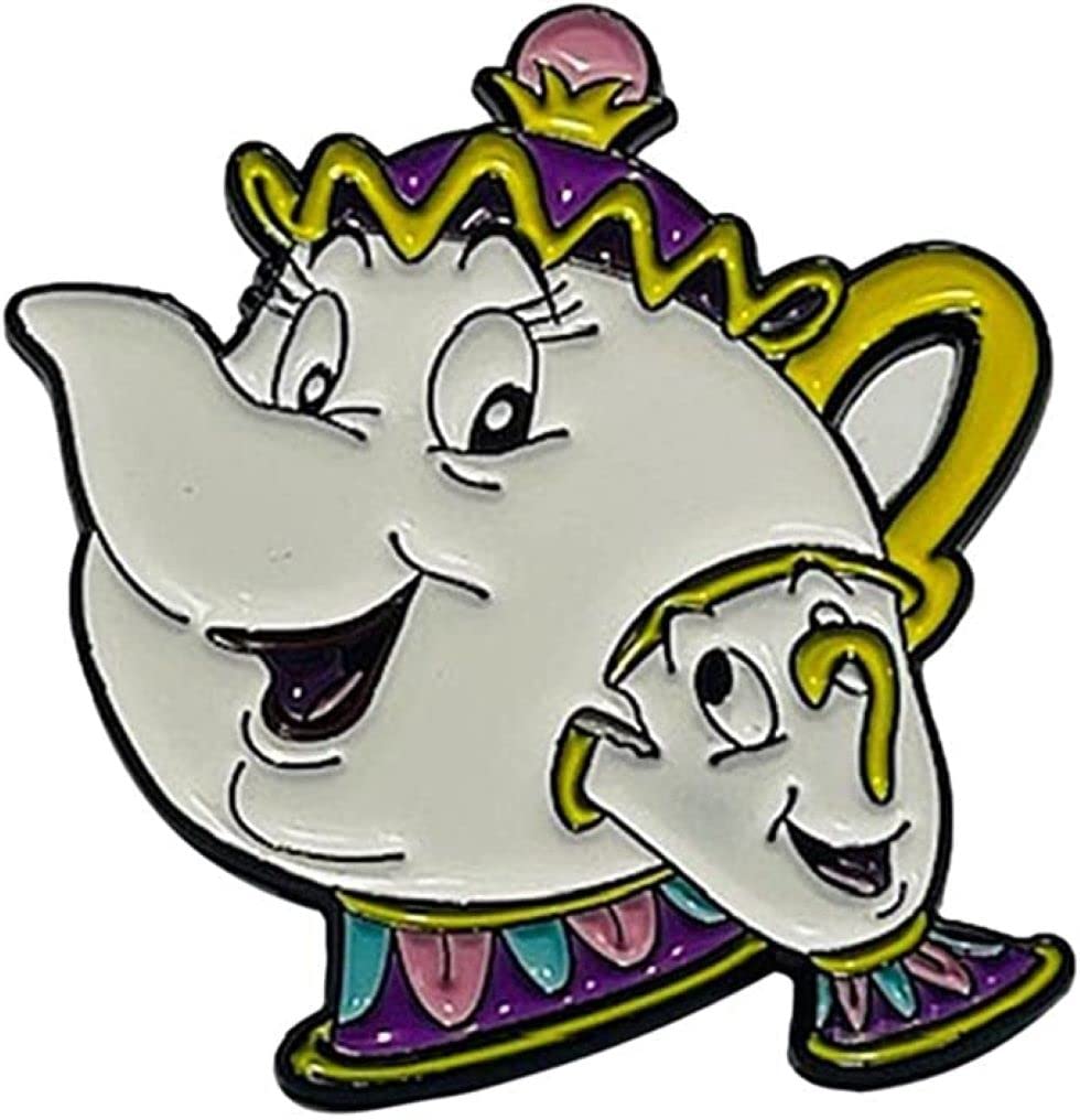 Beast And The Beauty Teapot And Teacup Metal Enamel 1 Inch Tall Pin