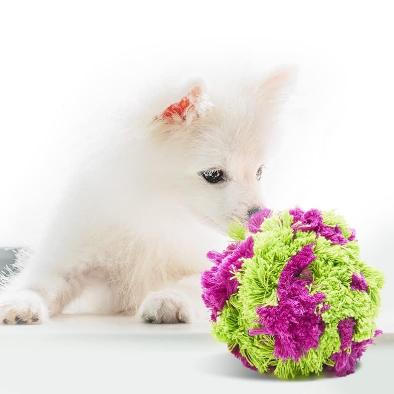 Edlike Seaweed Dog Ball Toy Fluffy Natural Cotton Bog Ball Grinding Teeth Dog Toy Durable Chewer Toys for Large Medium Breed Dogs