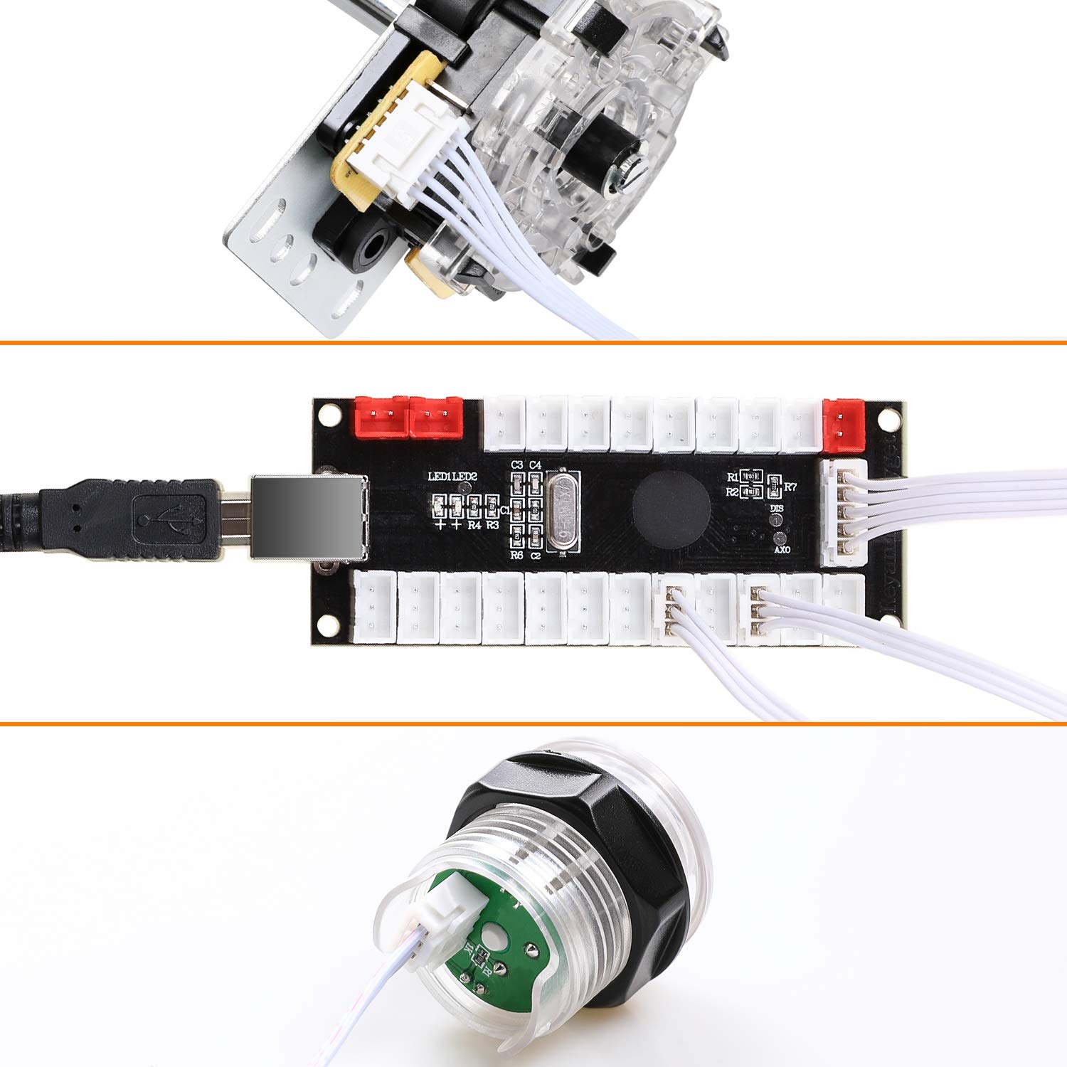 Easyget New Updated 2-Player LED DIY Arcade Kit 2X Zero Delay USB Encoder + 2X Joystick + 20x LED Arcade Buttons for PC, Windows, MAME, Raspberry Pi Arcade DIY (2-Player, White Kit)