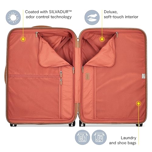 DELSEY Paris Chatelet Hardside 2.0 Luggage with Spinner Wheels, Chocolate Brown, Checked-Medium 24 Inch