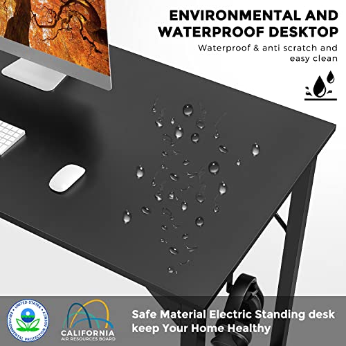 DUMOS Computer 31 Inch Office Black Modern Storage, Wood Writing, Corner Small Space, Executive Work, Home Desk for Bedroom