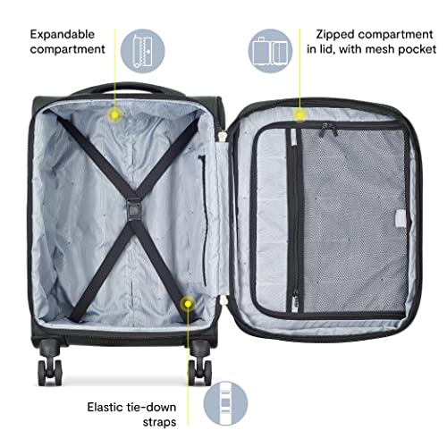 DELSEY Paris Sky Max 2.0 Softside Expandable Luggage with Spinner Wheels, Blue, 3 Piece Set