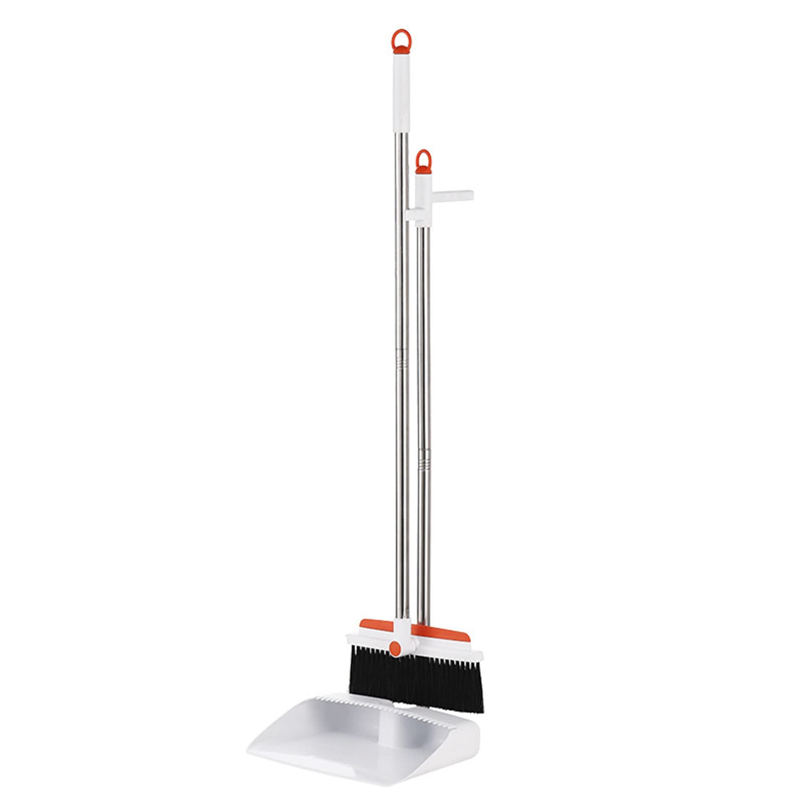 Broom with Dustpan Combo Set, Brooms Indoor 360° Rotatable Standing Storage Buckle Type Brooms and Dustpan Set with Scraping Teeth Deep Cleaning Suitable for Home