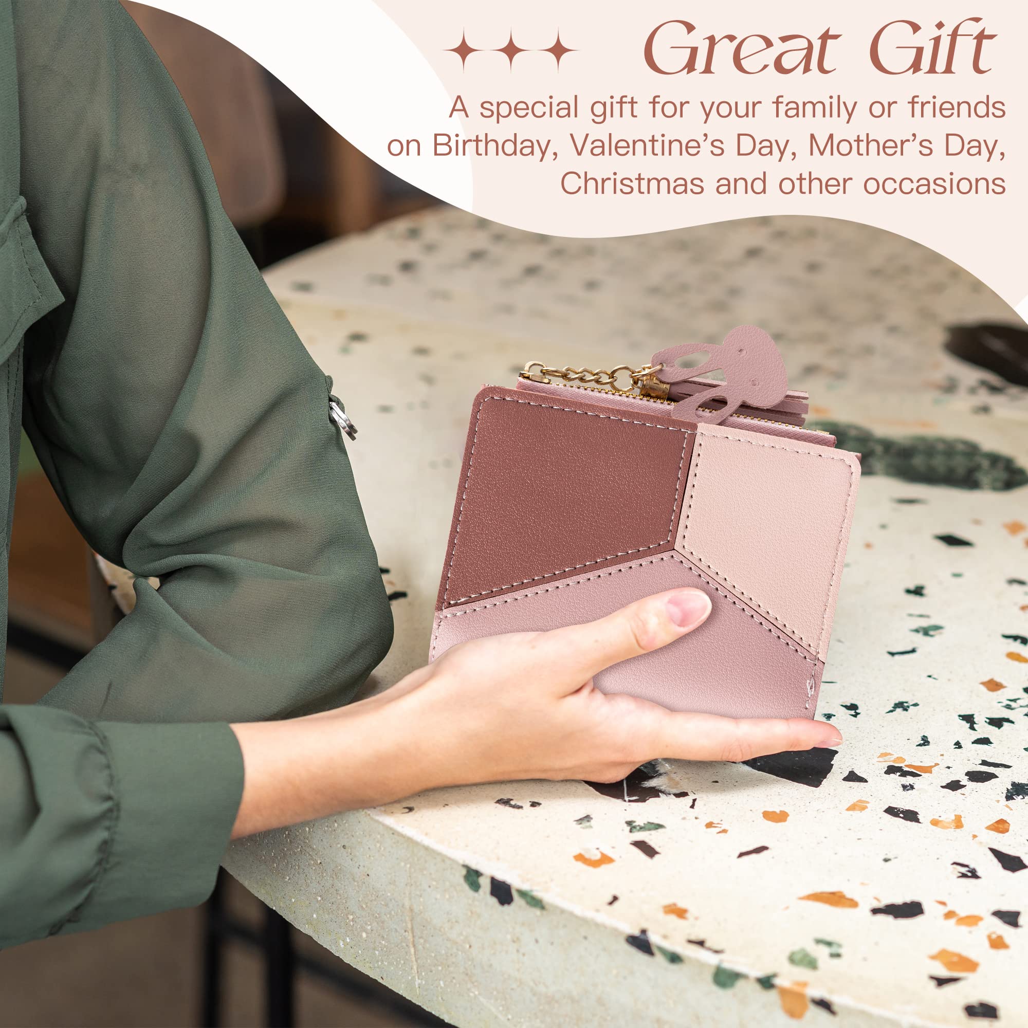 MIPAHI Simple Short Women's Zipper Wallet With Tassels,Leather Large-Capacity Card Holder Coin Purse for Women 4.7 * 3.5 * 0.6 inch