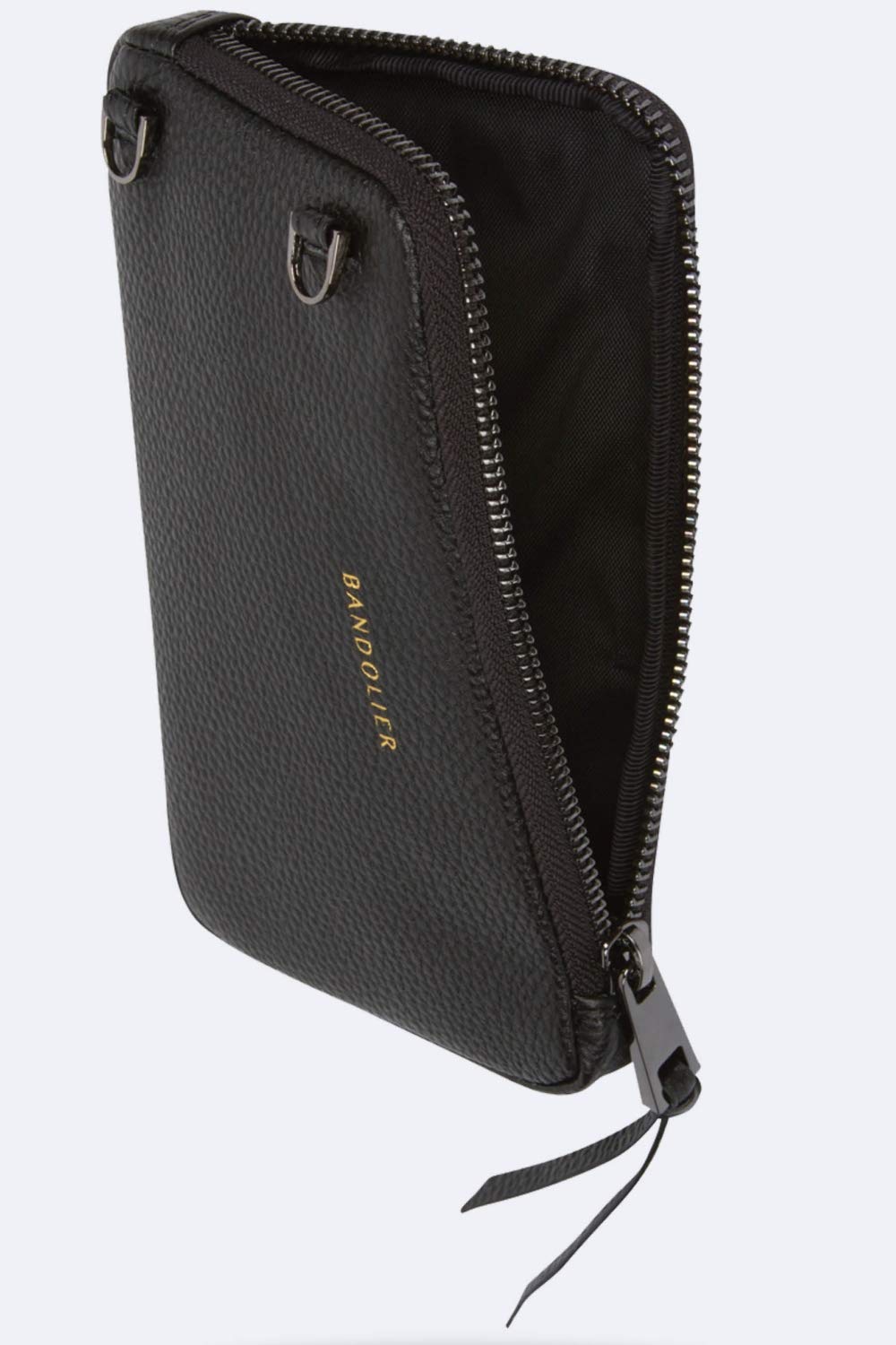 Bandolier Sarah Crossbody and Expanded Zip Pouch Set - for iPhone 13 Pro Max - Black / Pewter