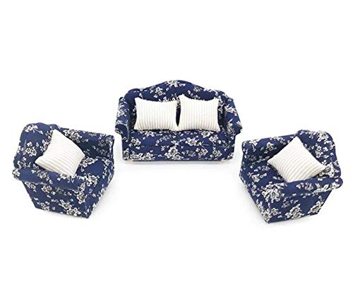 EatingBiting 1:12 Dollhouse Miniature Furniture Sofa 1 Double Sofa + 2 Single Sofa 3Pcs Set Living Room 1:12 Dollhouse Miniature Furniture Single Sofa Chair