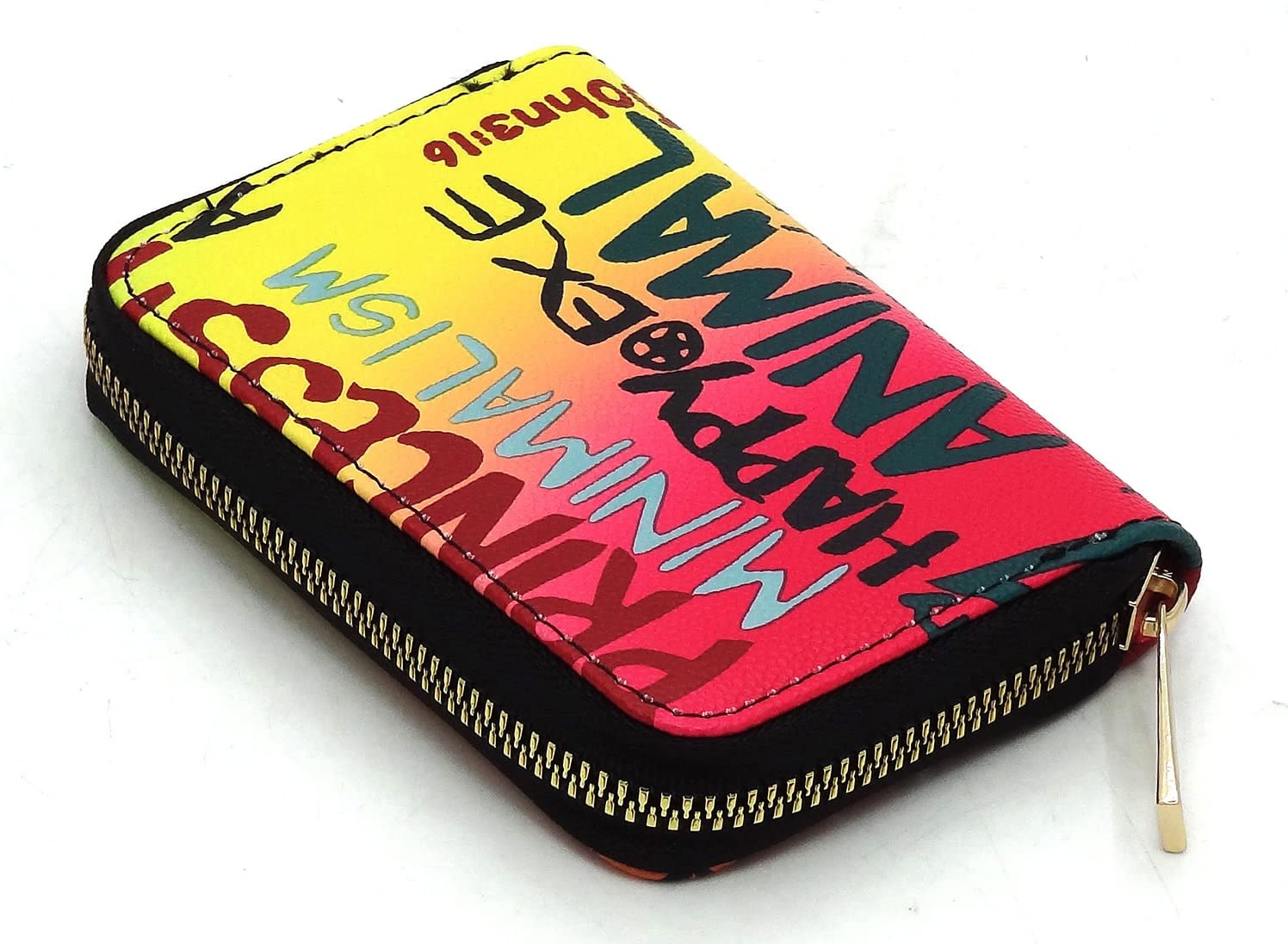 Mizuba Multi Graffiti Print Accordion Card Holder Wallet Small Credit Card Holder Cash Coin Carry Wallet (Black)