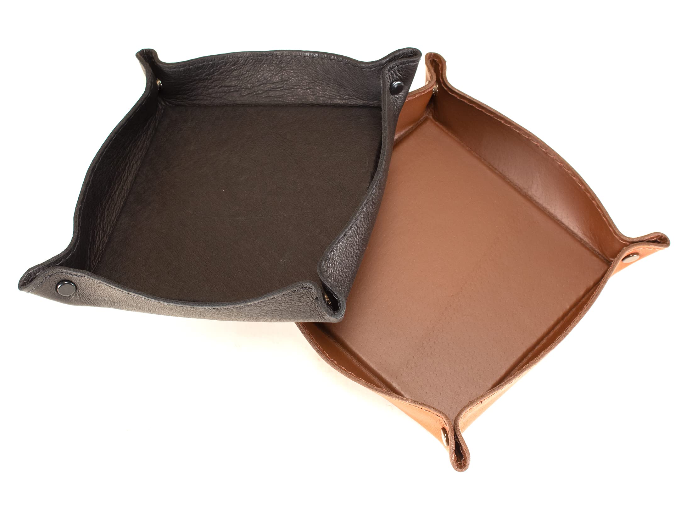 Handmade Genuine Leather Collapsible Dice Tray for Dungeon and Dragons and Other RPG Games (Brown)