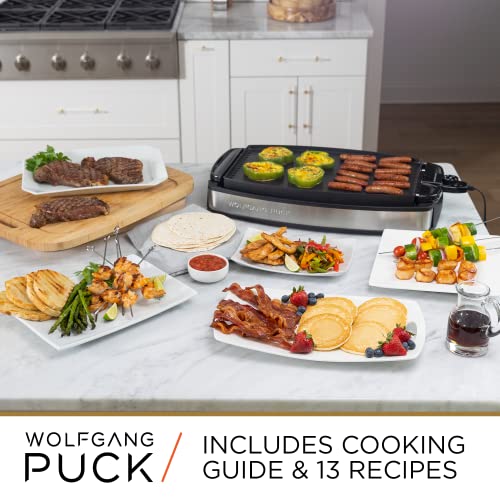 Wolfgang Puck XL Reversible Grill Griddle, Oversized Removable Cooking Plate, Nonstick Coating, Dishwasher Safe, Heats Up to 400ºF, Stay Cool Handles