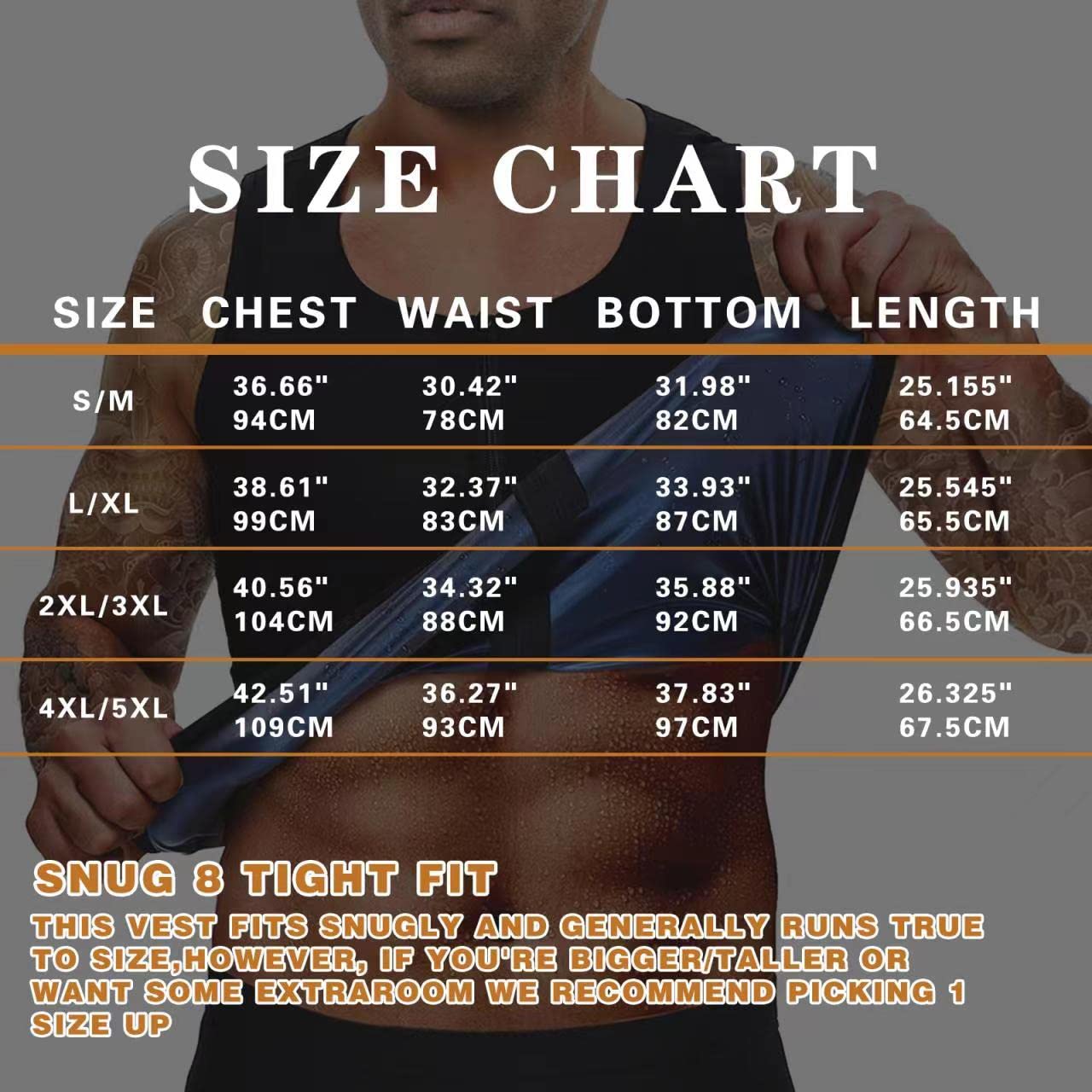 BODYSUNER Sauna Sweat Vest Workout Tank Top Waist Trainer for Men Compression Workout Enhancing Vest With Zipper Blue,2XL/3XL