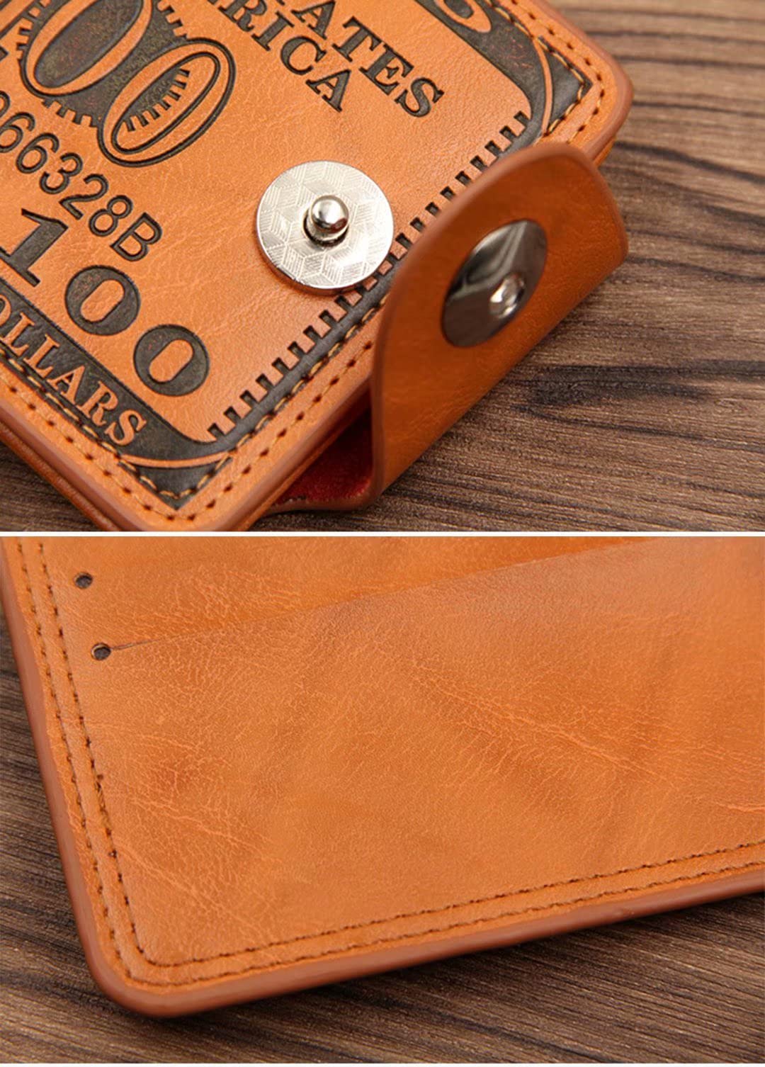 Men's Novelty US 100 Dollar Wallet,Billfold Safe Purse With Magnetic Buckle(Brown)