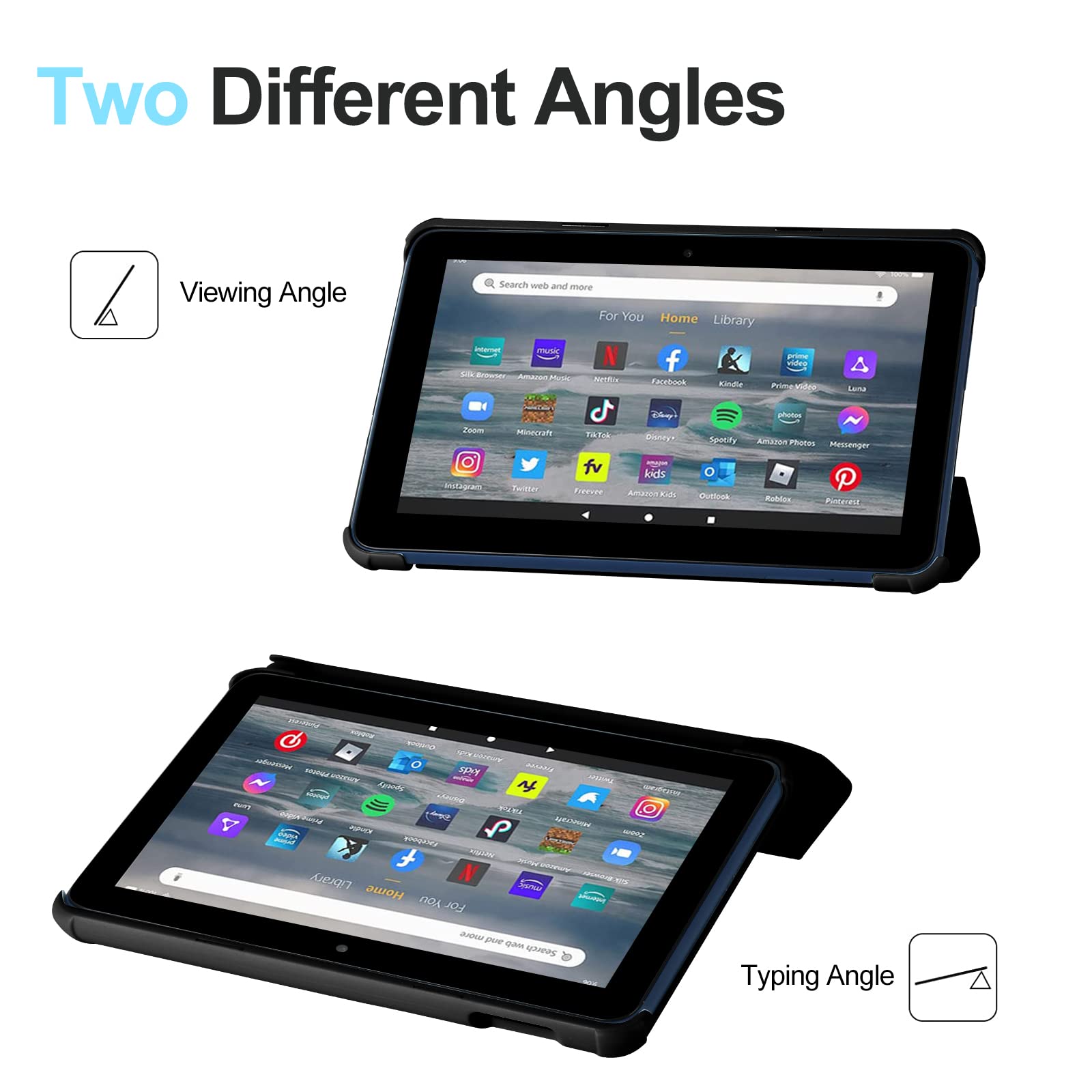 Case Fits Amazon All-New Kindle Fire 7 Tablet (2022 Release-12th Gen) Latest Model 7",Trifold Stand - Ultra Light Slim Fit Protective Cover with Auto Wake/Sleep (Black)