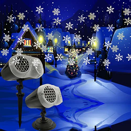 MIS1950s Christmas Snowflake Projector Lights Outdoor Indoor, Upgraded Dynamic Bright LED Snowfall Show Projector, Waterproof Garden Decorative Lighting Xmas Home Party Holiday Patio Decor (Black)