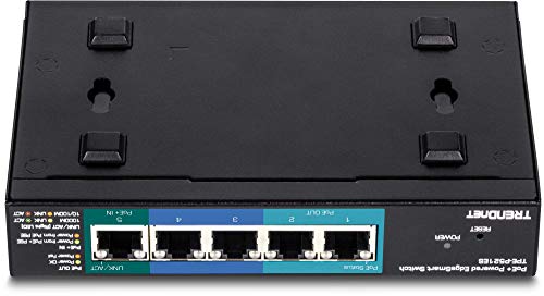 TRENDnet 5-Port Gigabit PoE+ Powered EdgeSmart Switch with PoE Pass Through, 18W PoE Budget, 10Gbps Switching Capacity, Managed Switch, Wall-Mountable, Lifetime Protection, Black, TPE-P521ES