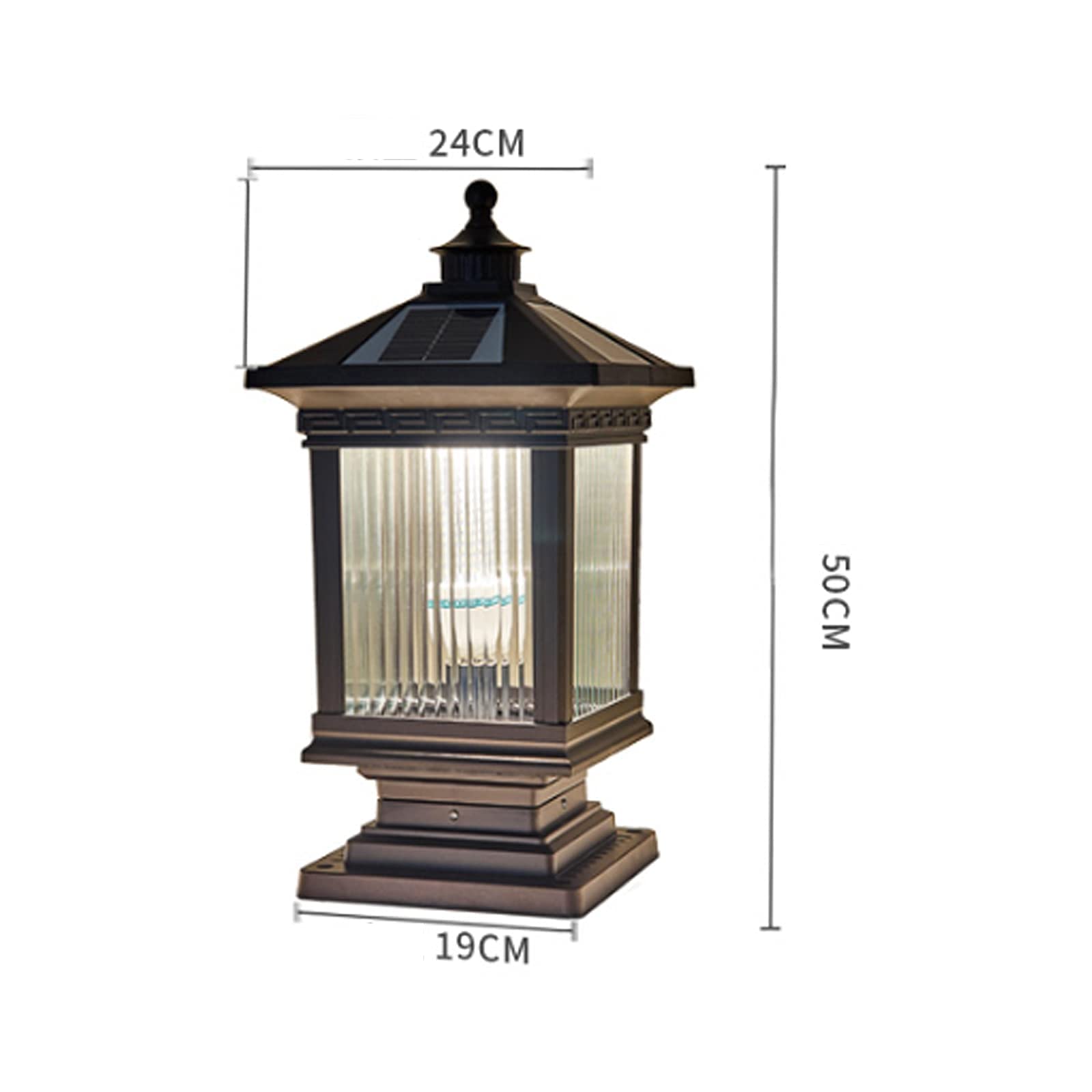 Post Lights Retro Solar Column Headlight, Traditional Victorian Waterproof Bollard LED Lantern Deck Yard Pedestal Pillar Lamp Simple Garden Patio Landscape Home Decoration Illumination