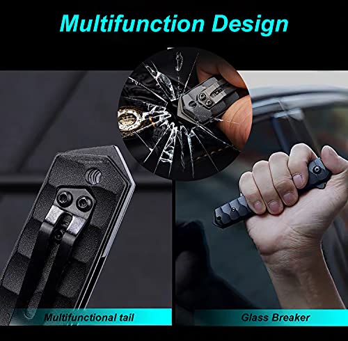 Carimee EDC Knife- 3.7 inch Pocket Knife Tanto point- Black Aluminum Alloy Handle, for Outdoor/Camping/BBQ
